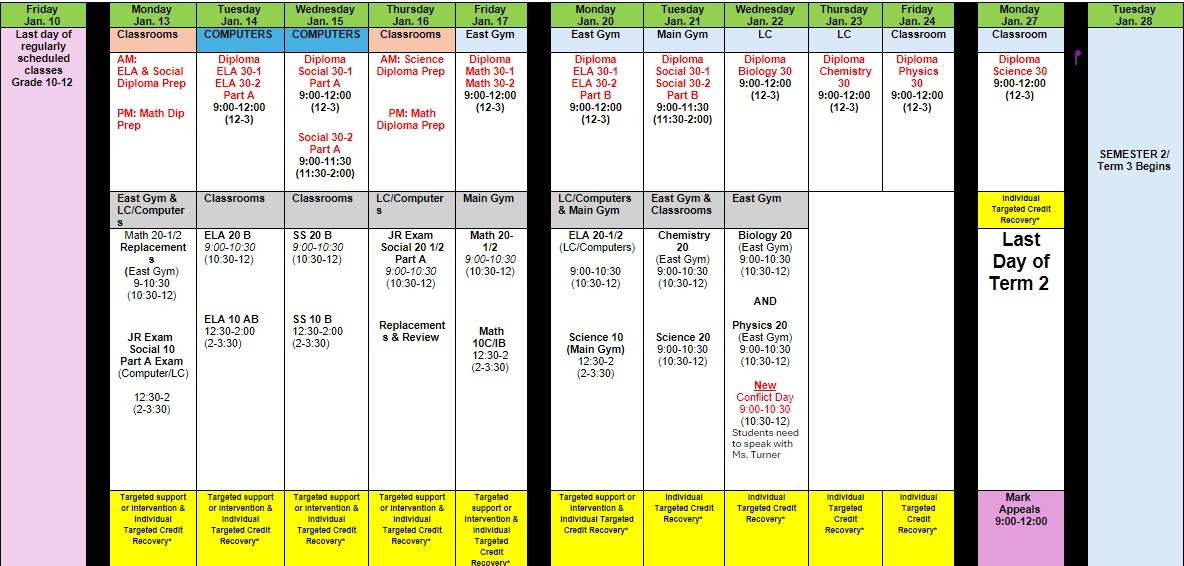 Exam Schedule - John G. Diefenbaker High School